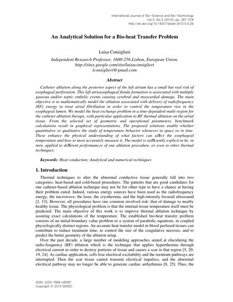 pdf an analytical solution for a bio heat transfer problem