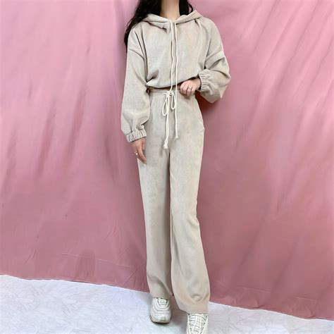 세트할인융기모🔥 언틸 코듀로이 융 기모 크롭 벌룬 후드티 밴딩 팬츠 투피스 셋업 세트 골덴 숏 티셔츠 벨벳 일자 와이드 트레이닝 긴바지 겨울 2color