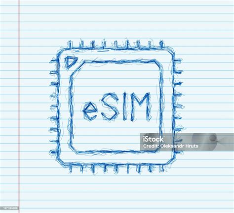 Esim 임베디드 Sim 카드 아이콘 기호 개념 새로운 칩 모바일 셀룰러 통신 기술 스케치 아이콘입니다 벡터 스톡 일러스트레이션 5g에 대한 스톡 벡터 아트 및 기타 이미지