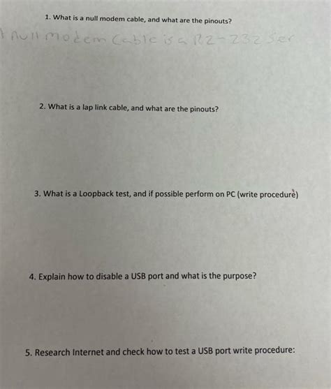 Solved What Is A Null Modem Cable And What Are The Chegg Com