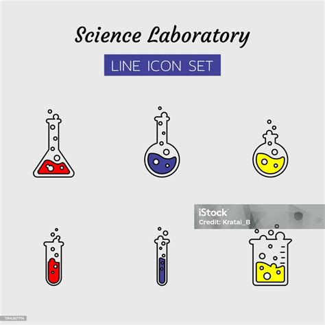라인 아이콘 기호 세트 시험 화학 물리학 과학 연구 실험실 장비 유리 튜브 끓인 물 고립 된 평면 윤곽 벡터 디자인 0명에 대한 스톡 벡터 아트 및 기타 이미지 Istock