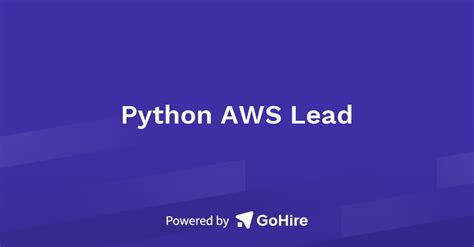 Python Aws Lead At N Consulting Ltd Jobs At N Consulting Ltd