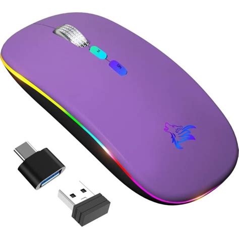 Souris Sans Fil Bluetooth Rechargeable Souris Led Mini Souris Optique Silencieuse Avec