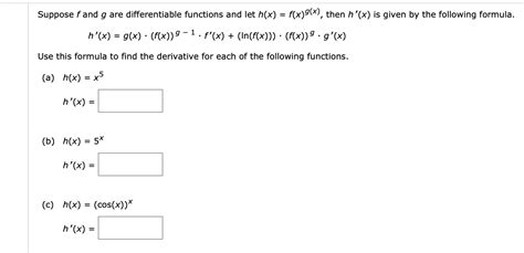 solved suppose f ﻿and g ﻿are differentiable functions and