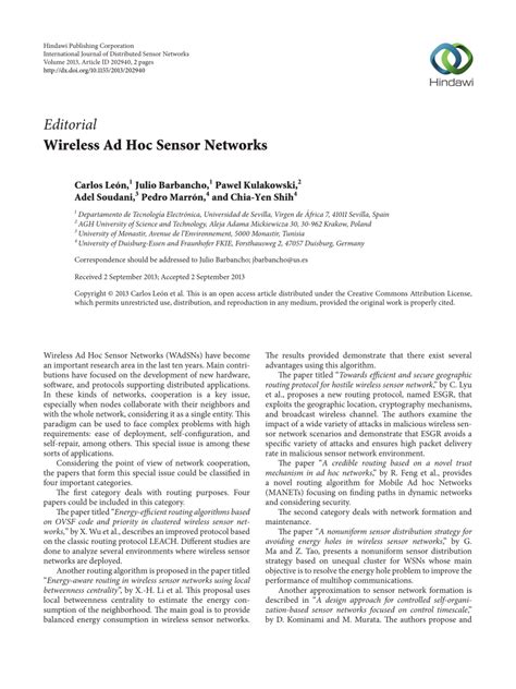 Pdf Wireless Ad Hoc Sensor Networks