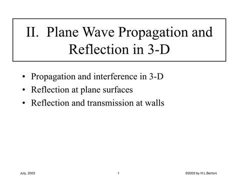 Ppt Ii Plane Wave Propagation And Reflection In 3 D Powerpoint