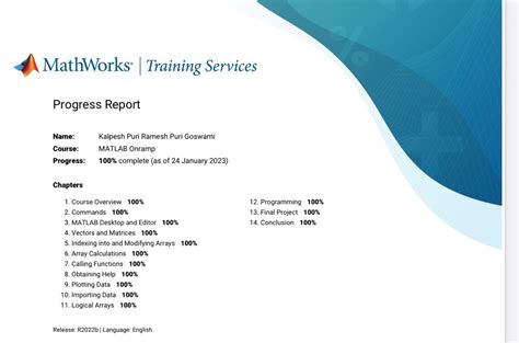 I Am Excited To Announce That I Have Completed The Matlab Onramp Course And Received My