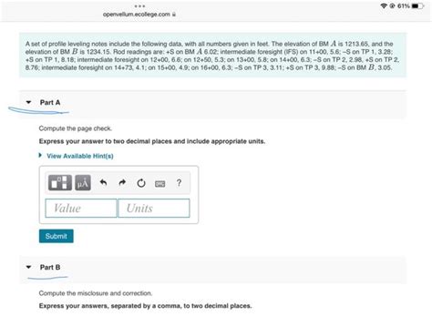 Solved A Set Of Profile Leveling Notes Include The Following