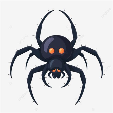 Flat Color Of A Cartoon Creepy Spider Flat Design Color Colour Png