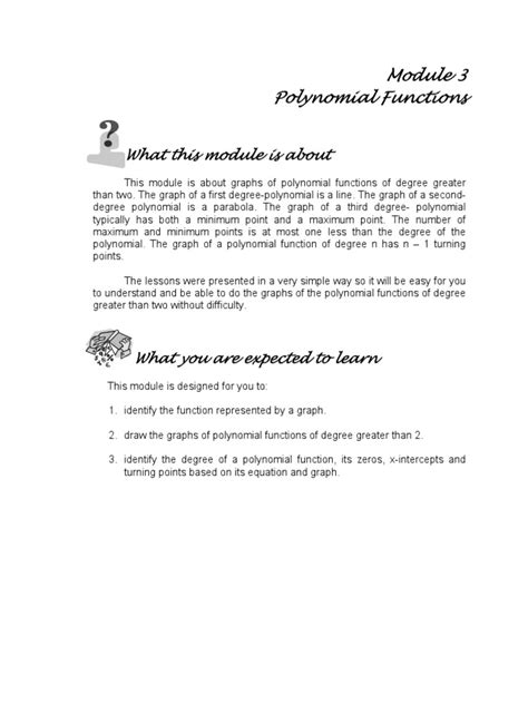 Module 3 Polynomial Functions Pdf Pdf Polynomial Zero Of A Function