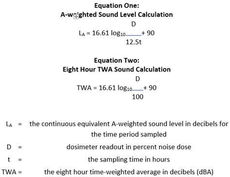 Torrence Noise Dose Equation • Torrence Sound Equipment Company