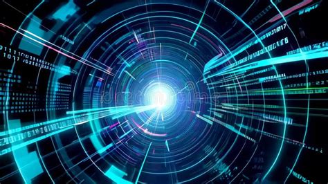 Abstract Digital Tunnel Animation With Glowing Blue And Cyan Lines