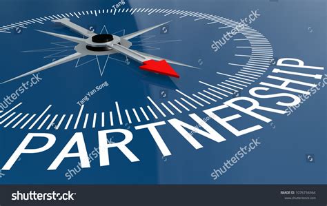 Blue Compass Partnership Word 3d Rendering Stock Illustration
