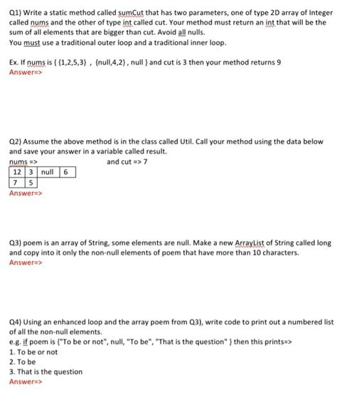Solved Q1 Write A Static Method Called Sumcut That Has Two