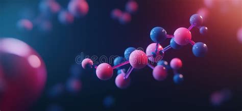 Molecular Structure Visualization With Colorful Atoms And Bonds In 3d Space Copy Space For Text