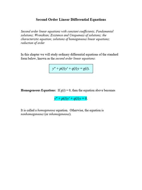 Notes 2nd Order Ode Pt1 Download Free Pdf Equations Ordinary
