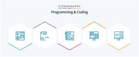 Programming And Coding 25 Blue Icon Pack Including Computer App File Development Coding