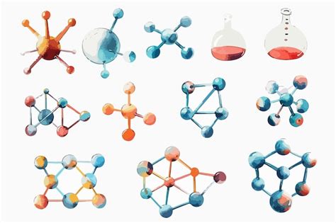 molecules with different structures vector illustration premium ai