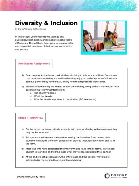 Diversity And Inclusion Lesson Plan Pdf Learning