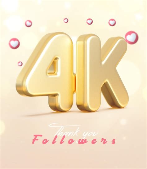 소셜 미디어의 골드 3d 4k 추종자 프리미엄 Psd 파일