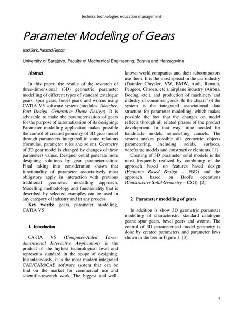 PDF Parameter Modelling Of Gears