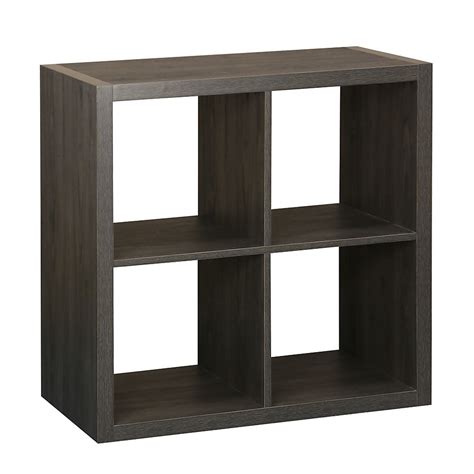 2x2 Cube Storage Unit Walnut Effect Homebase