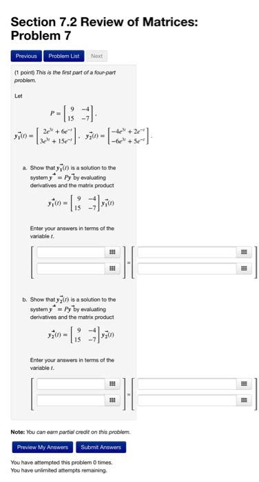 Solved Section 72 Review Of Matrices Problem 7 Previous
