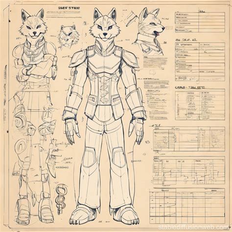 Cartoony Fursuit Slim Tall Reference Sheet Art Stable Diffusion Online