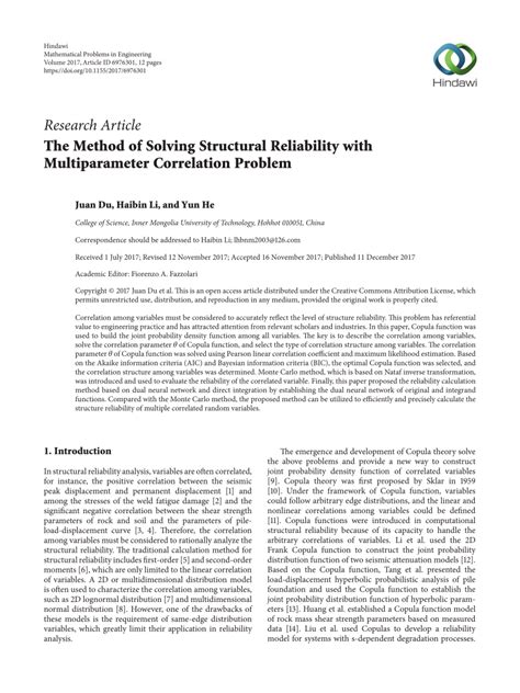 Pdf The Method Of Solving Structural Reliability With Multiparameter