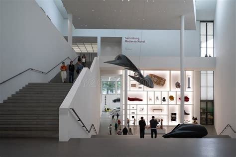 Modern Art Museum Interior With Sculptures And Exhibits Editorial Stock