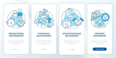 Types Of Sales Relationships Blue Onboarding Mobile App Screen Trade