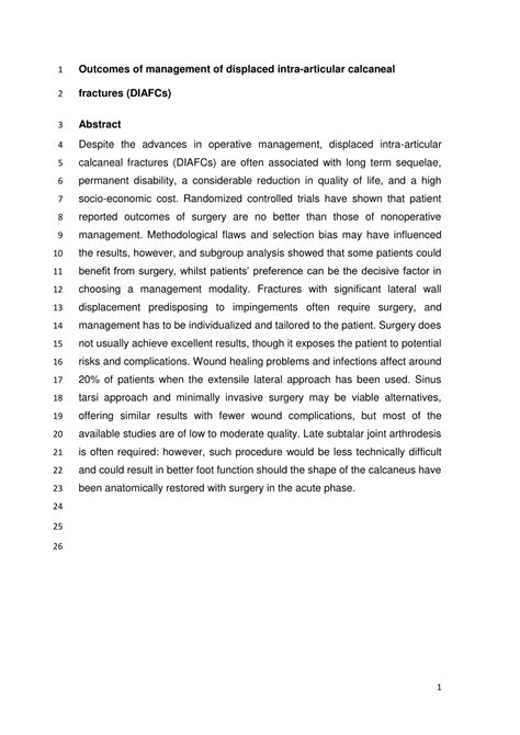 Pdf Outcomes Of Management Of Displaced Intra Articular Calcaneal Fractures
