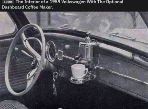 1960s The Interior Of A 1959 Volkswagen With Optional Dashboard Coffee