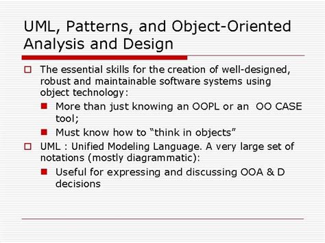 Chapter Object Oriented Analysis And Design UML