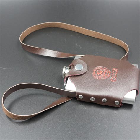 8 Oz Hip Flask With Embossed Holster Russian Cccp Stainless Steel