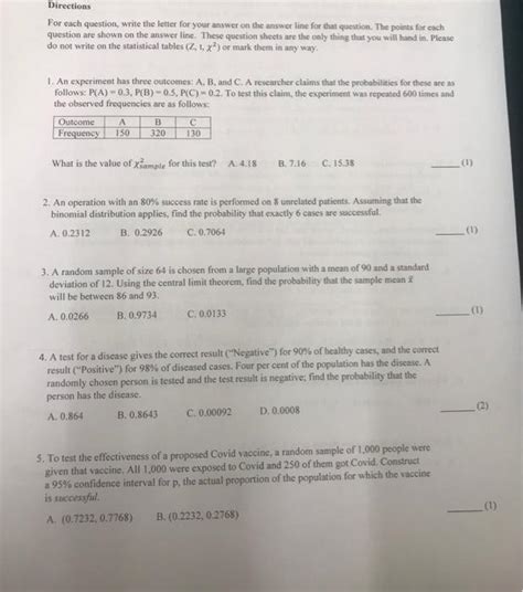 Solved Directions For Each Question Write The Letter For Chegg Com