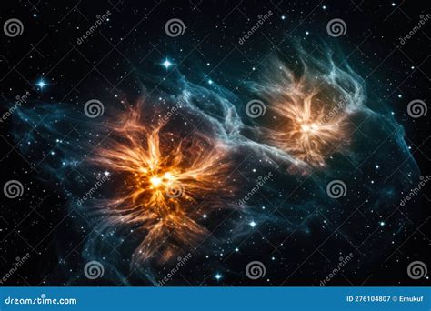 Two Massive Star Colliding With Each In Outer Space Generative Ai Stock Illustration