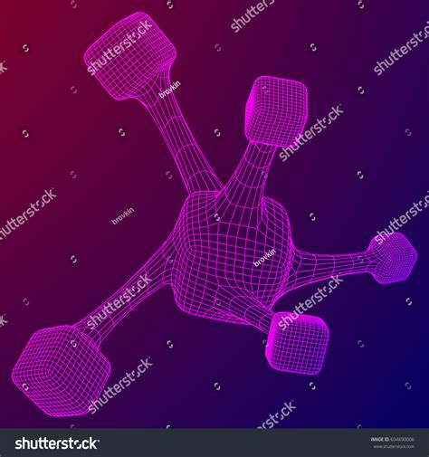 Wireframe Mesh Molecule Connection Structure Low Stock Vector Royalty Free 694690006