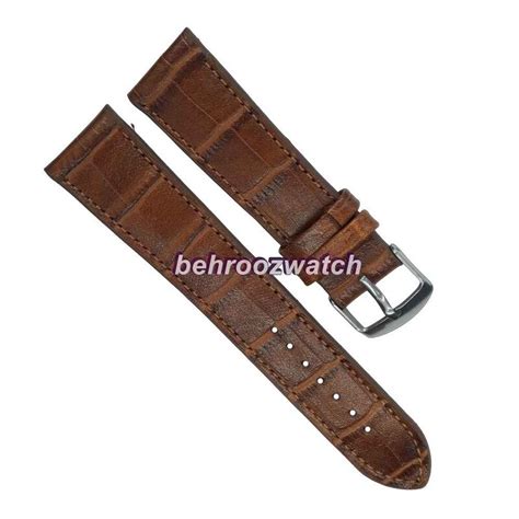 خرید و قیمت بند ساعت چرم طبیعی باندا قهوه ای متوسط طرح دار سایز 22 از