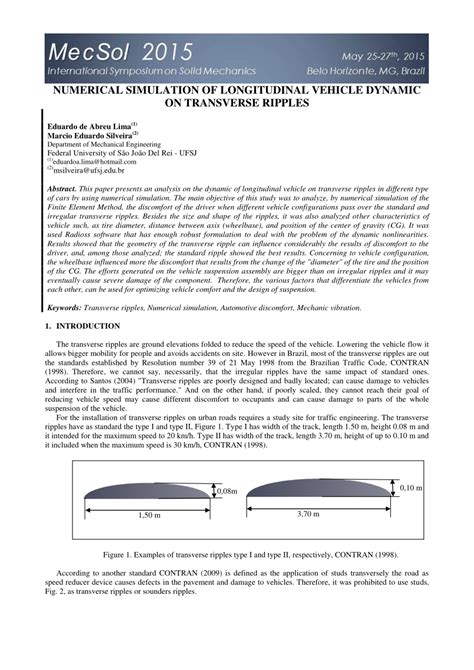 Pdf Numerical Simulation Of Longitudinal Vehicle Dynamic On