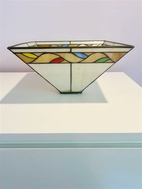 Vintage Leaded Slag Glass Lamp Shade Stained Glass Tiffany Glass Lamp