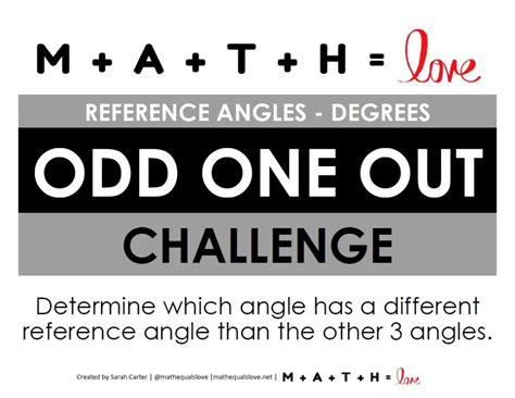 Trig Reference Angles Activity Odd One Out Math Love Worksheets