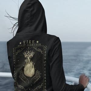 Tog Aelin Fire Heart Tarot Style Zip Up Hoodie Throne Of Glass