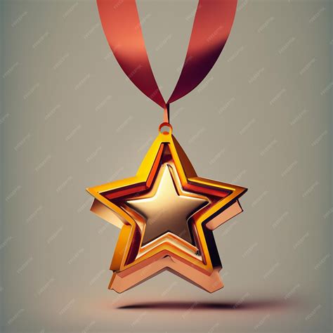 Premium Ai Image Gold Medal With Artificial Ribbon Hanging With Star