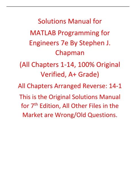Matlab Programming For Engineers 7th Edition By Stephen J Chapman