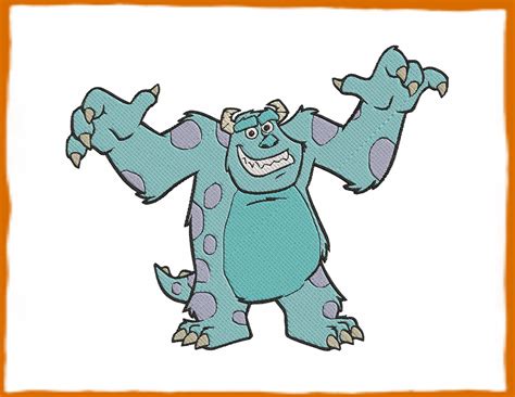 James P Sullivan Monsters Inc Filled Embroidery Design 9 Instant