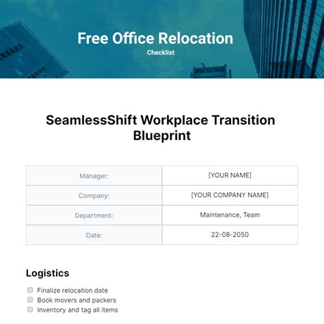Free Office Relocation Checklist Template Edit Online And Download