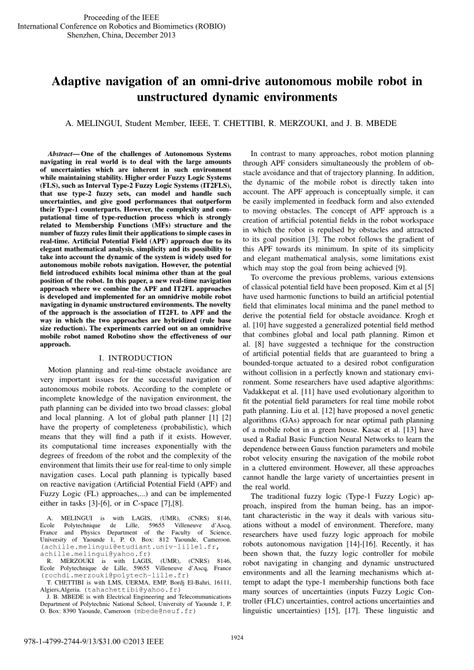 Pdf Adaptive Navigation Of An Omnidrive Autonomous Mobile Robot In Unstructured Dynamic