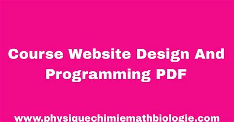 Course Website Design And Programming PDF