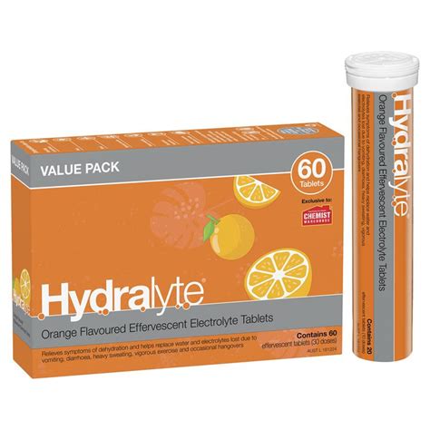 Mua Hydralyte Electrolyte Effervescent Orange 60 Tablets Exclusive Size